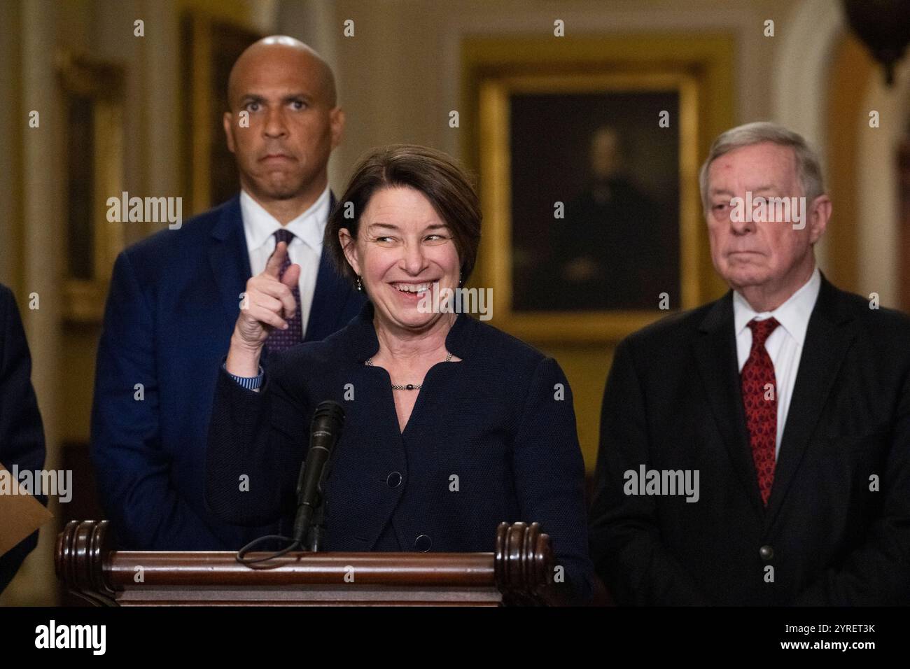 United States Senator Amy Klobuchar (Democrat of Minnesota) speaks to ...