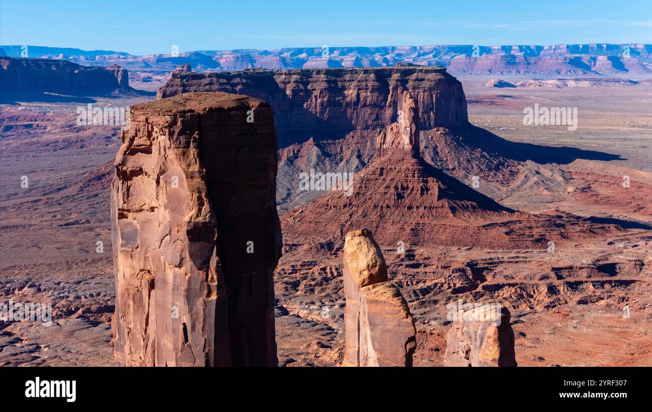 Aerial photograph of Monument Valley Tribal Park, near Gouldings ...