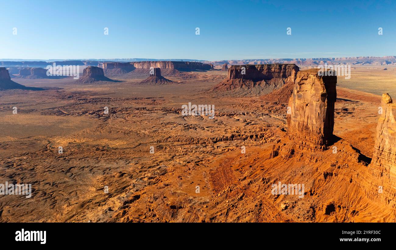 Aerial photograph of Monument Valley Tribal Park, near Gouldings ...