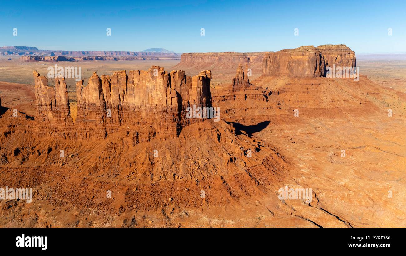 Aerial photograph of Monument Valley Tribal Park, near Gouldings ...