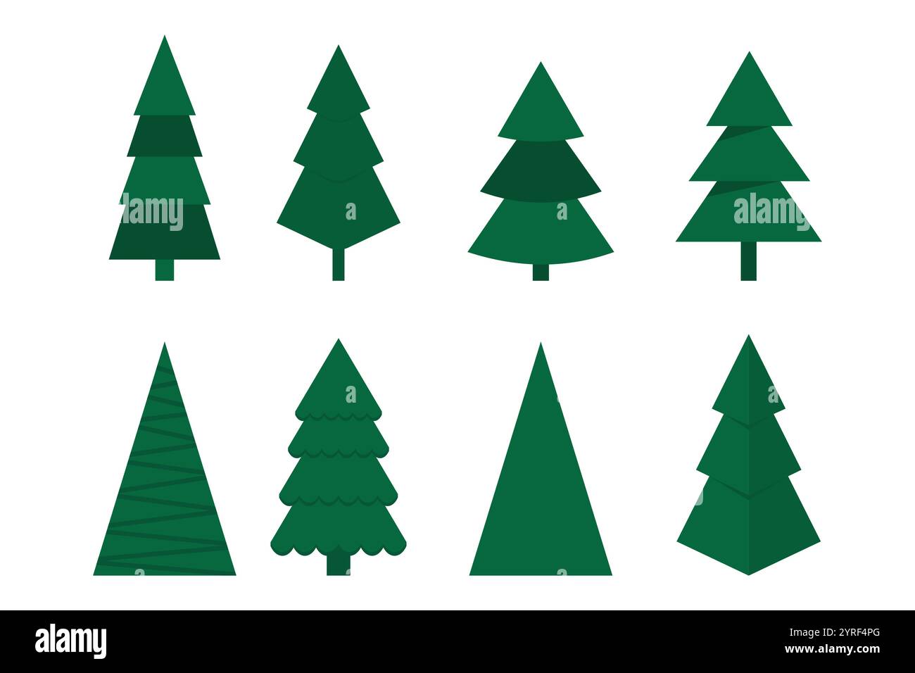 Christmas tree set. Festive green icons. Pine shapes vector. Holiday ...