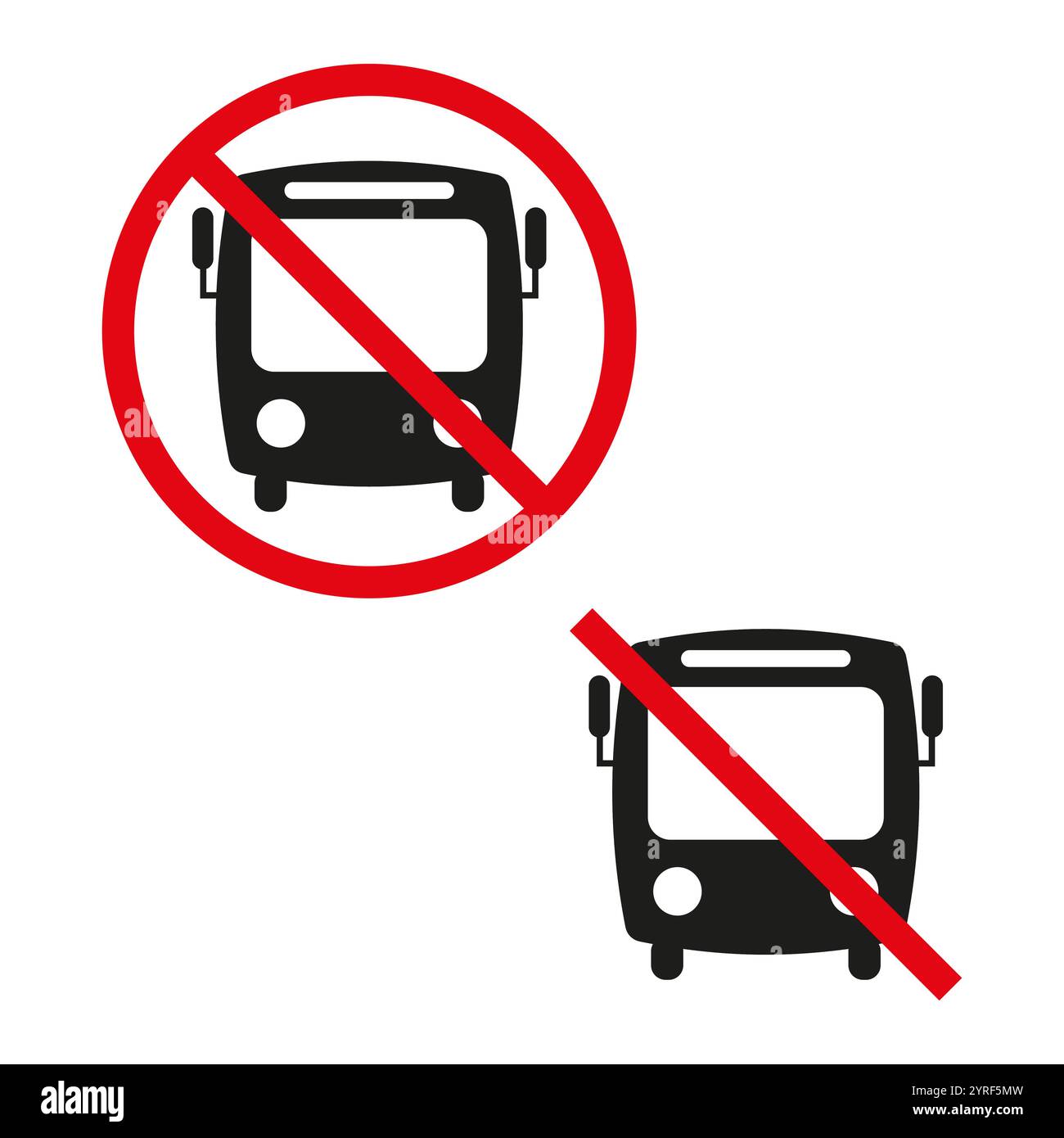 No bus sign icon. Red circle with slash. Prohibited bus symbol. Vector ...