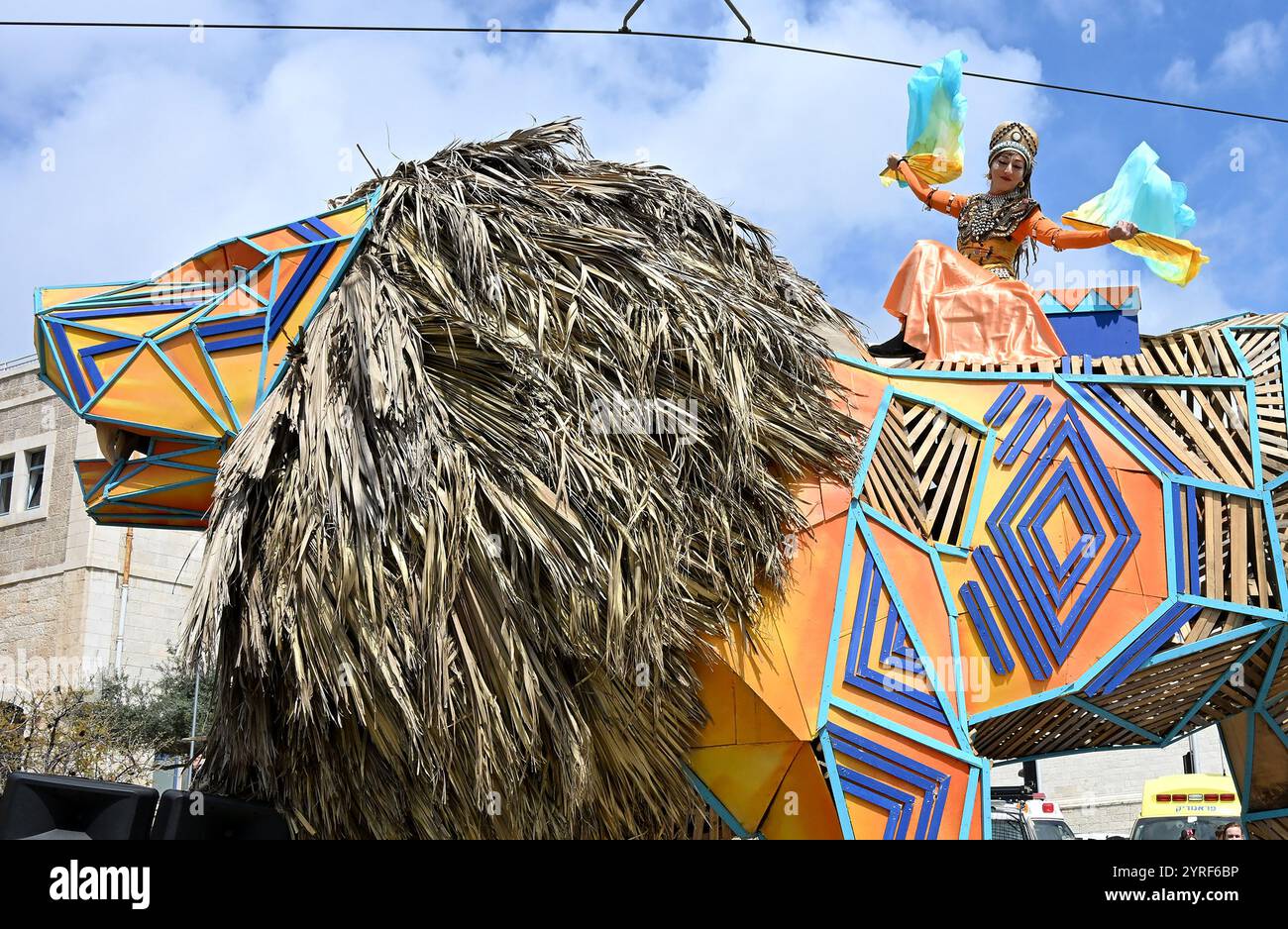 Jerusalem, Israel. 25th Mar, 2024. A float of the Lion of Judah is seen ...