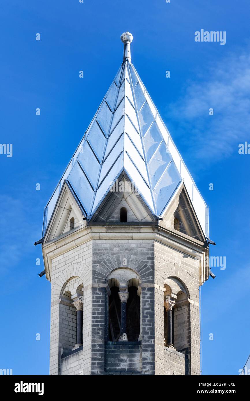 One of the two east towers of the Romanesque Basilica of St. Aposteln ...