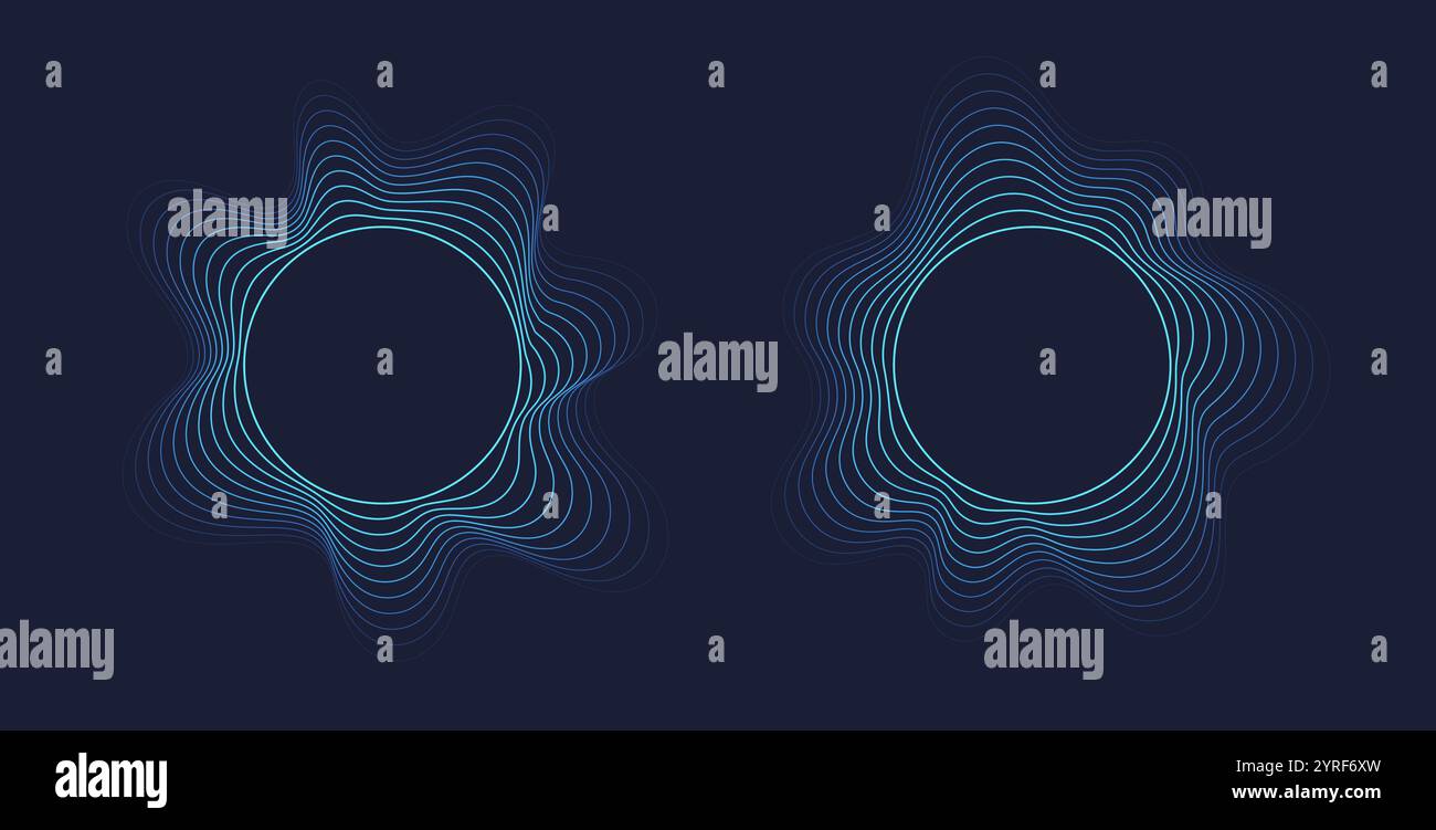 Round sound wave frames, circular lines pattern, radial curvy shapes ...