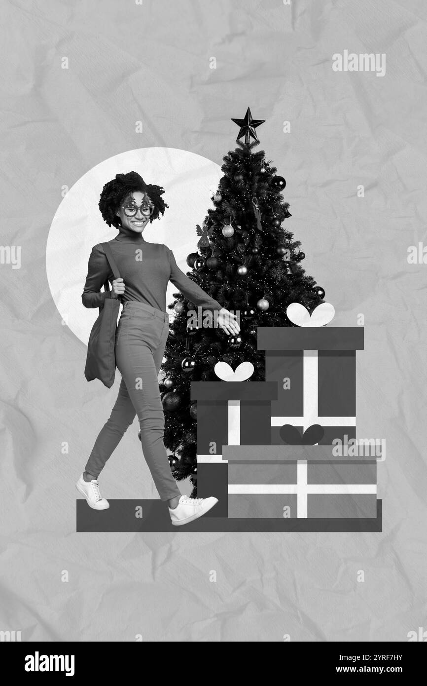 Creative photo 3d collage artwork postcard poster brochure of young ...