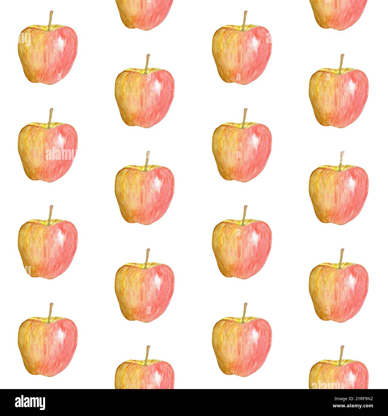 A shiny striped apple whole and a quarter watercolor seamless pattern ...