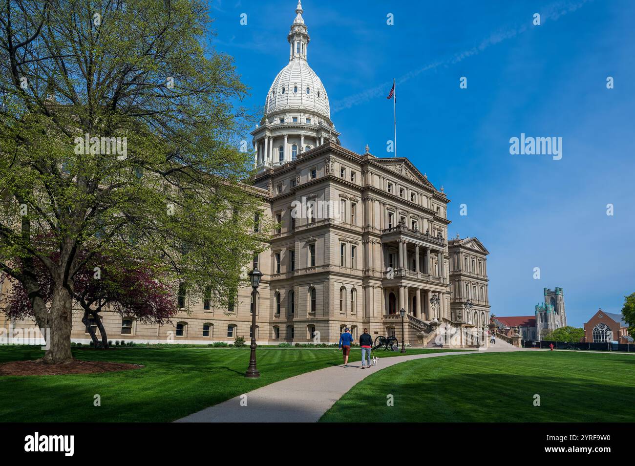 Lansing MI - May 6, 2023: Michigan State Capitol Building with Walkway ...