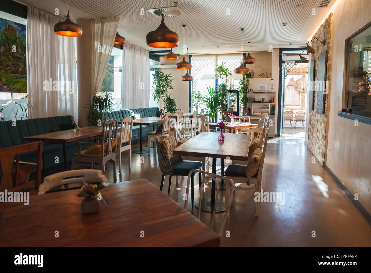 Marrakech Style Boutique Hotel Restaurant Interior with Natural Light ...
