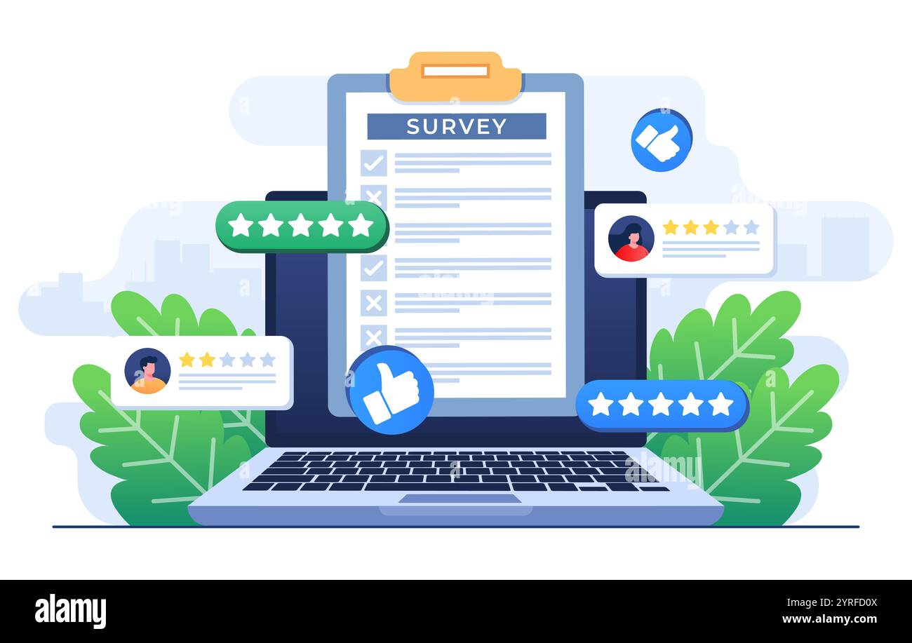 Online survey concept flat illustration vector template, Filling Test ...
