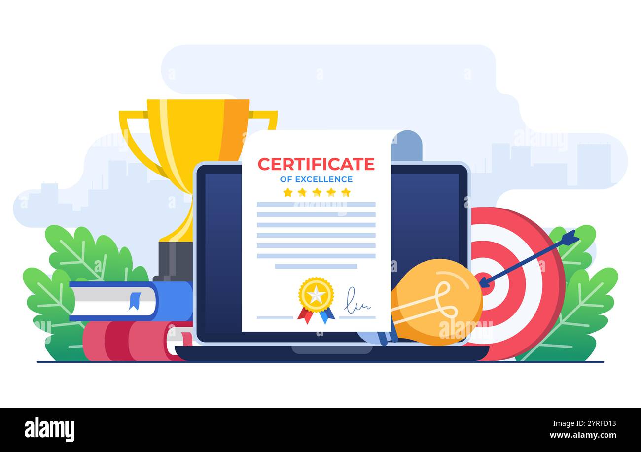 Certificate concept flat illustration vector template, Award, Prize and ...
