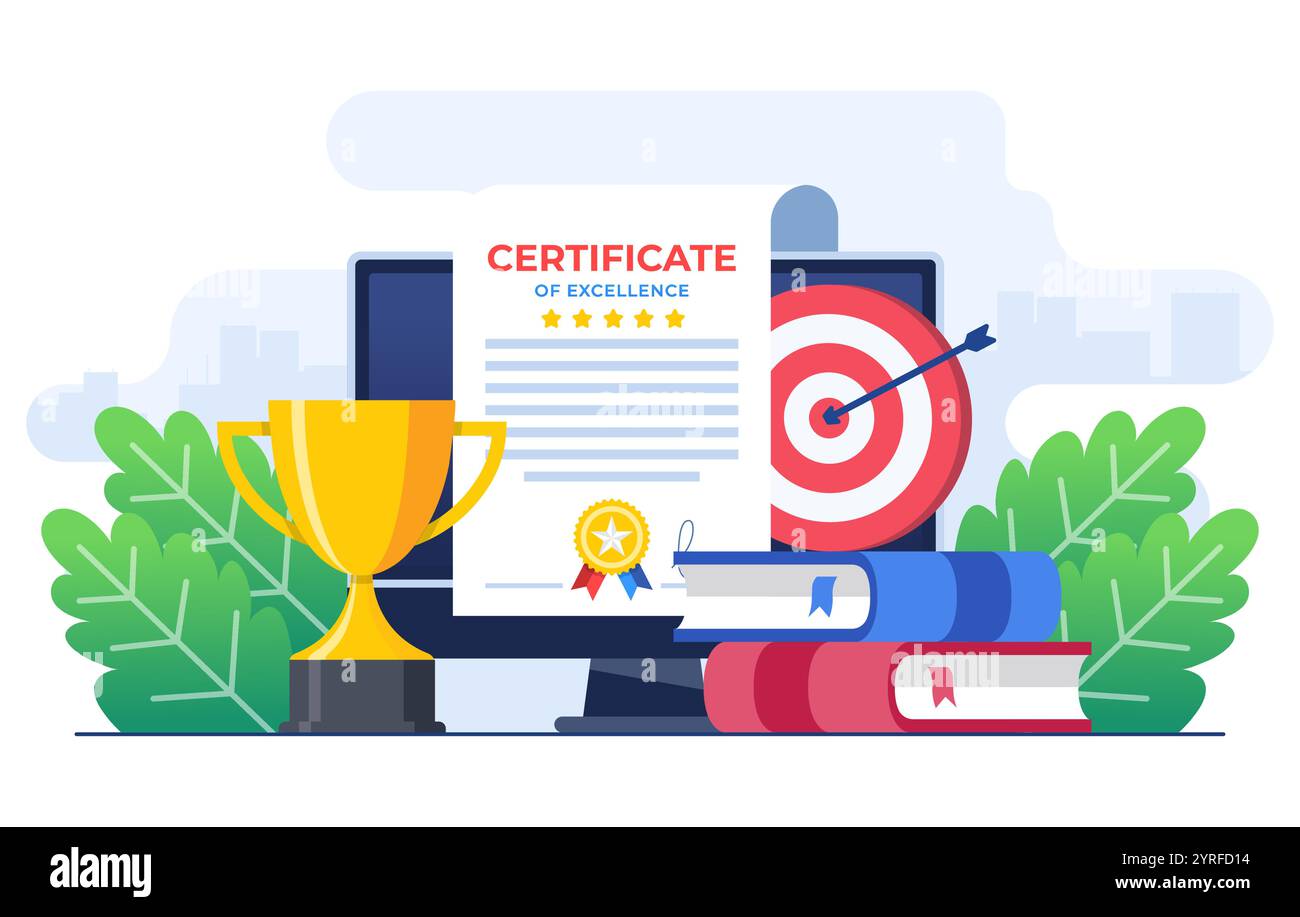 Certificate concept flat illustration vector template, Award, Prize and ...