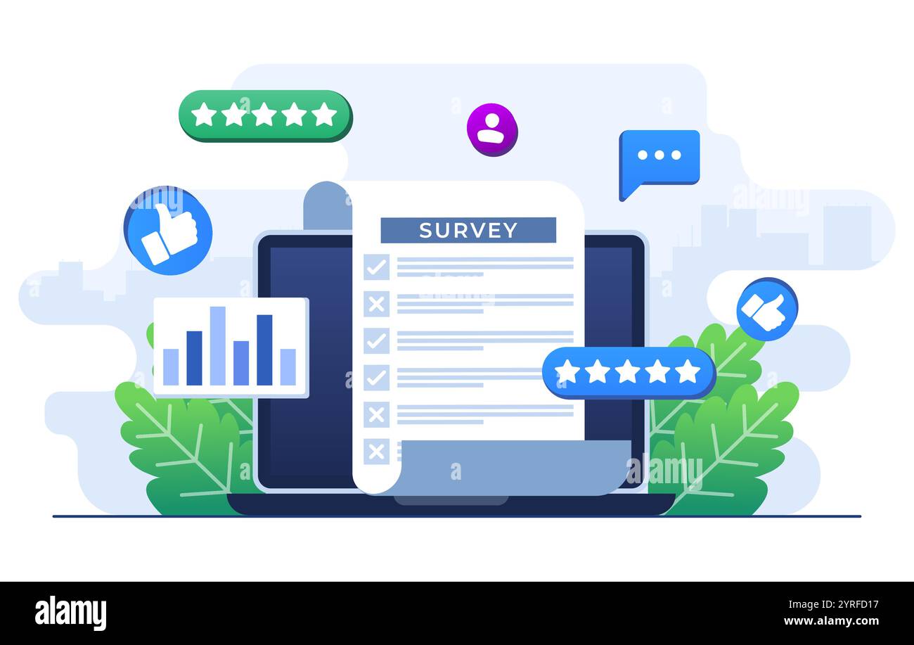 Online survey concept flat illustration vector template, Filling Test ...