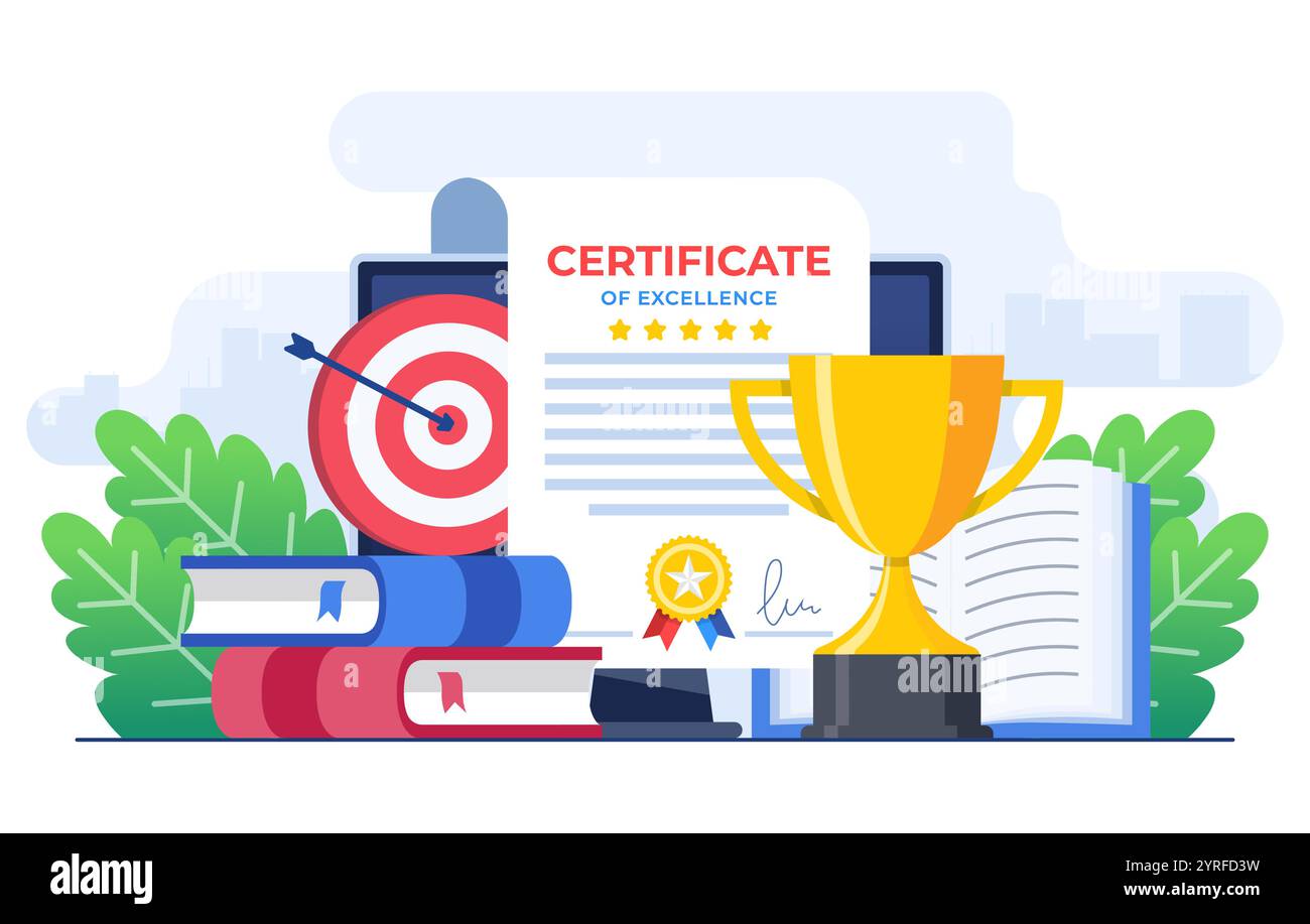 Certificate concept flat illustration vector template, Award, Prize and ...