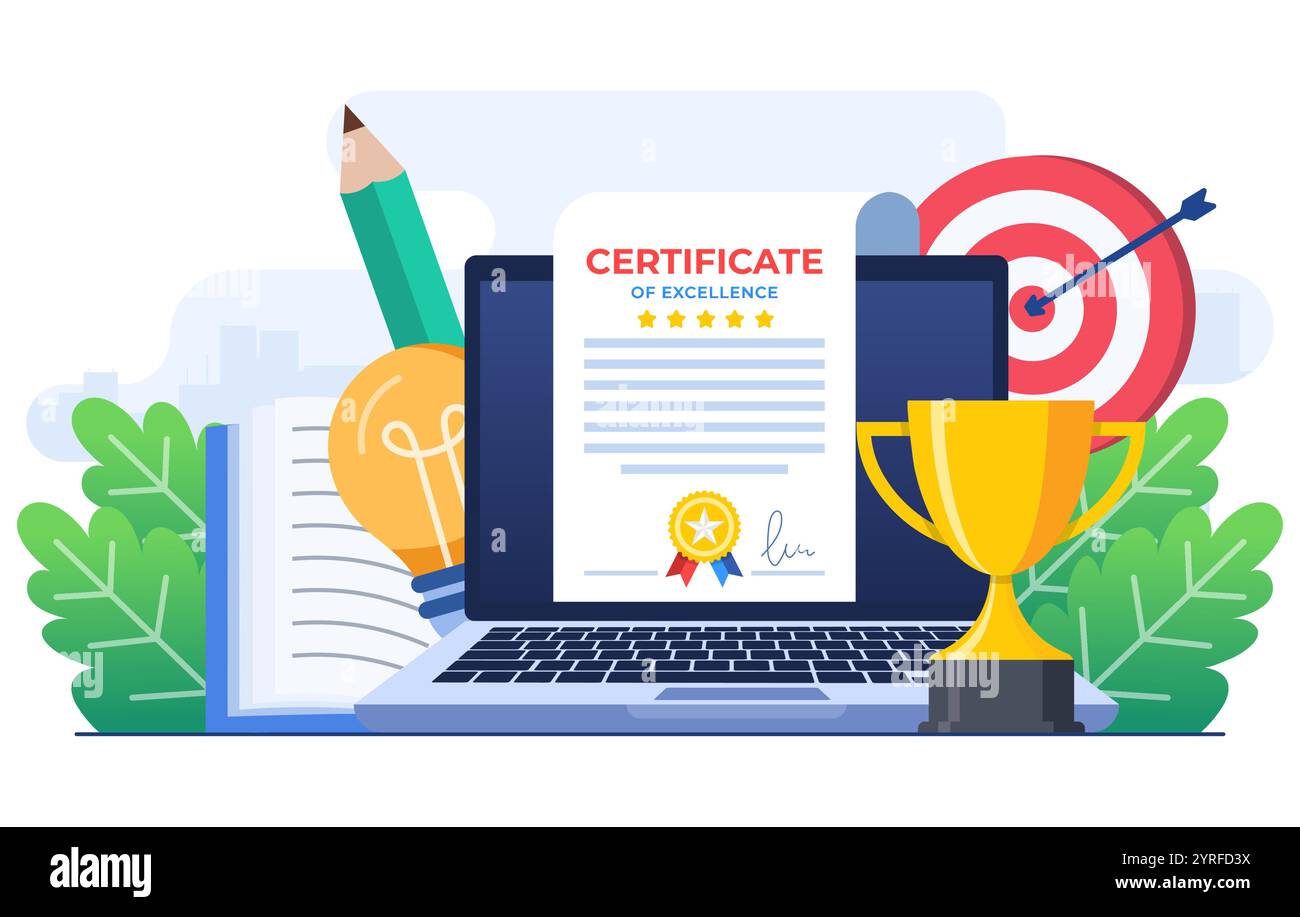 Certificate concept flat illustration vector template, Award, Prize and ...