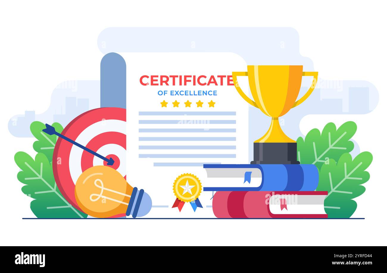 Flat illustration vector banner for education, knowledge, certificate ...