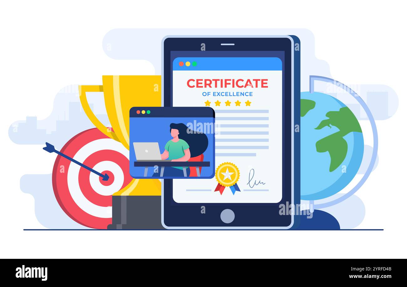 Certificate concept flat illustration vector template, Award, Prize and ...