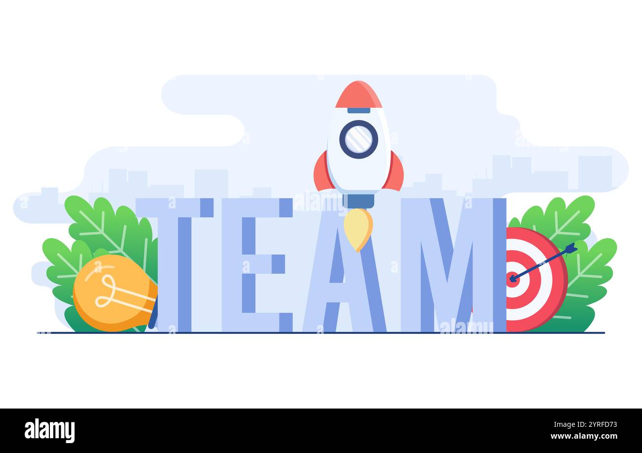 Team infographic concept flat illustration vector template, Teamwork to achieve business goals ...