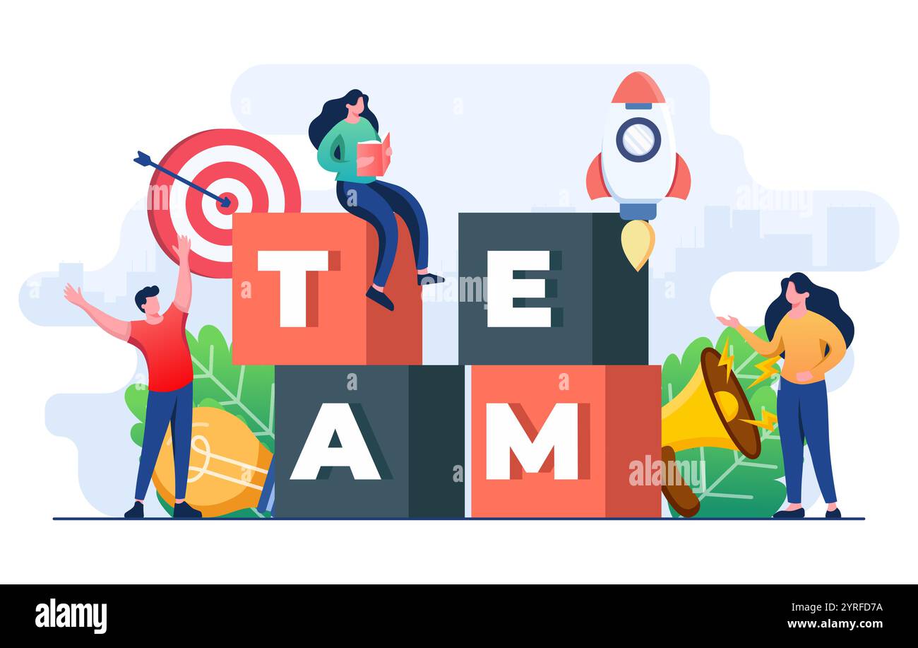 Businesspeople working together and moving towards success, Teamwork to ...