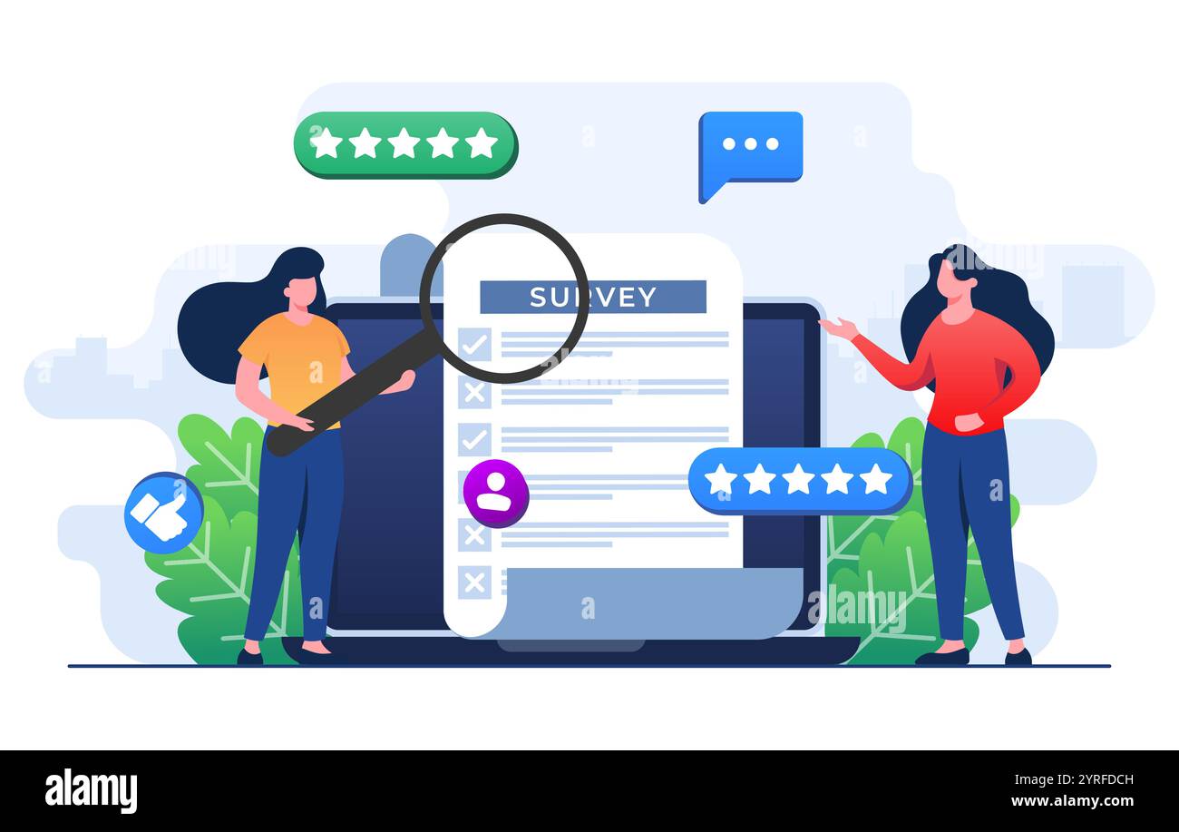 Online survey concept flat illustration vector template, Filling Test ...