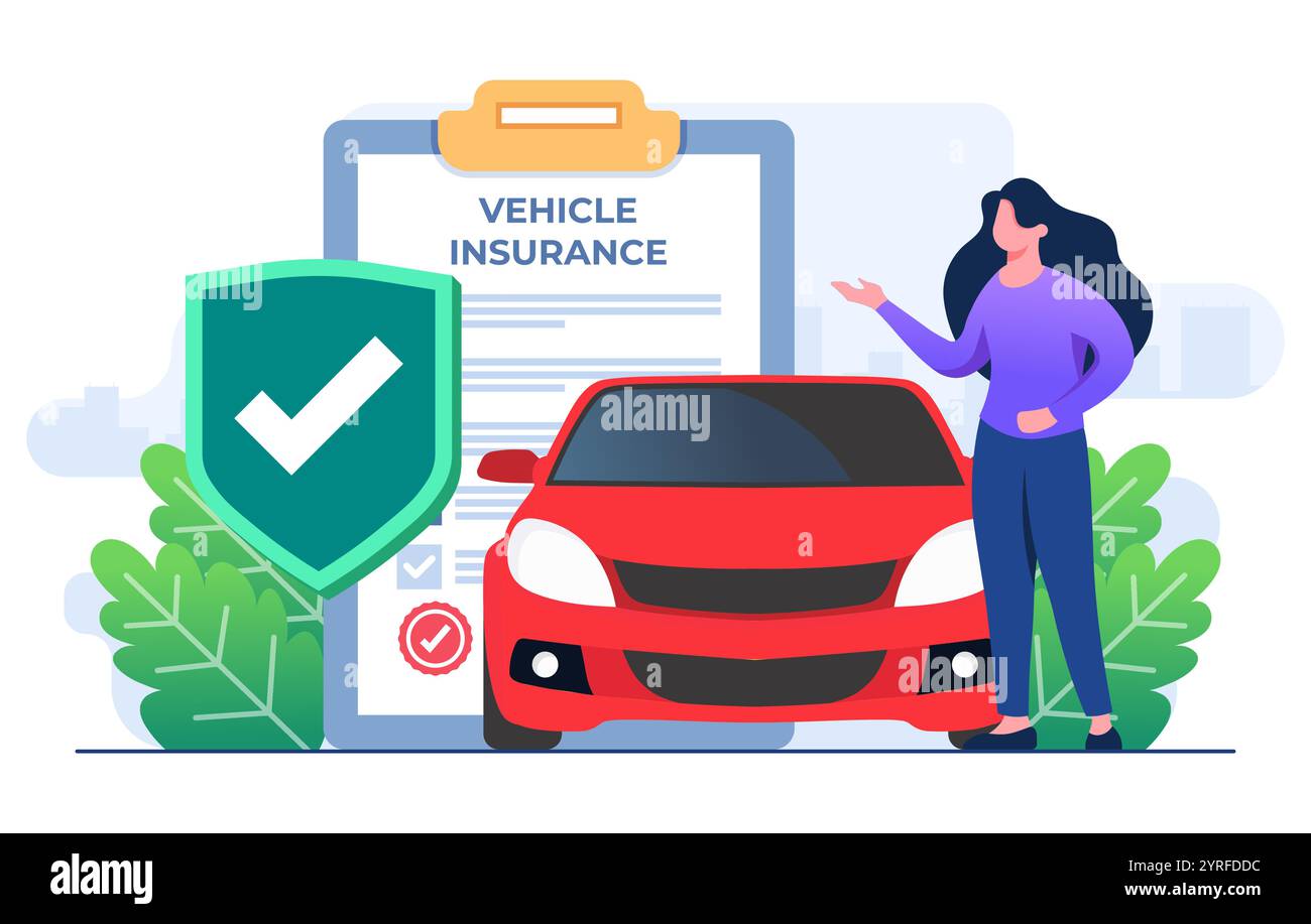 Vehicle insurance flat illustration vector template, Auto insurance ...
