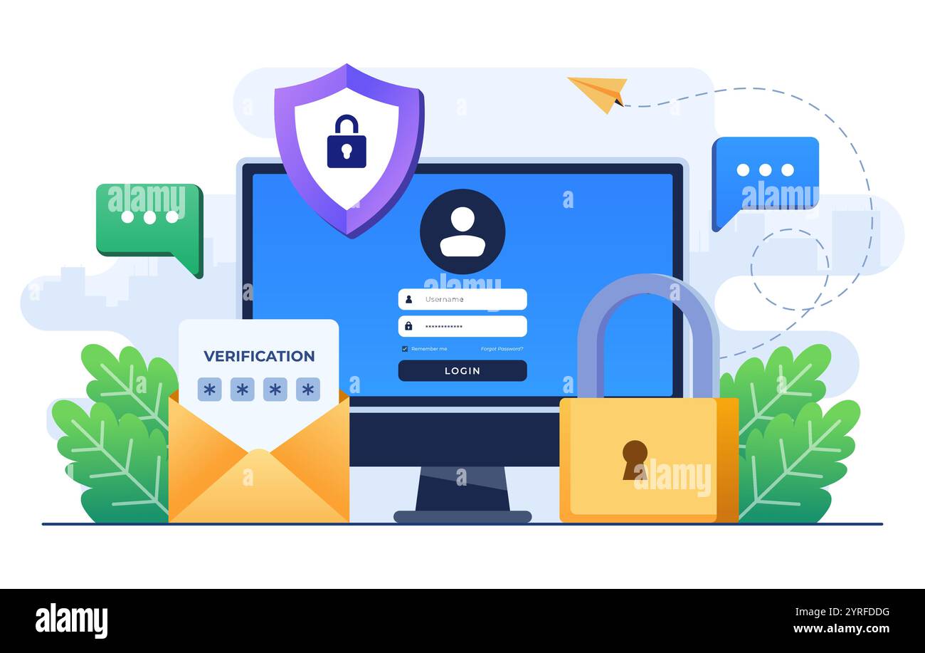 Two Step Verification Flat Illustration Vector Template Otp Authentication Password One Time