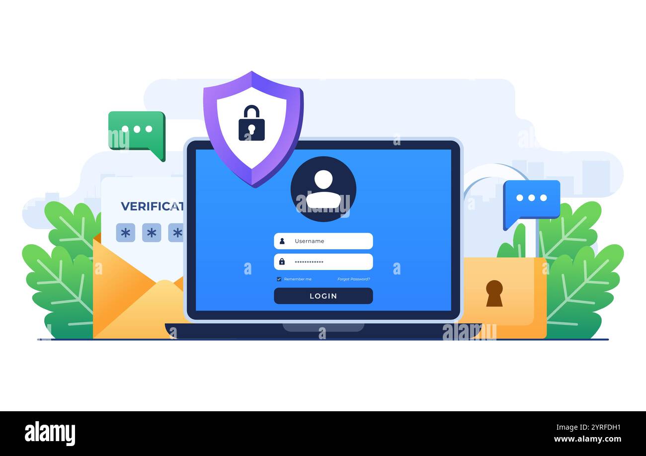Two Step Verification Flat Illustration Vector Template Otp