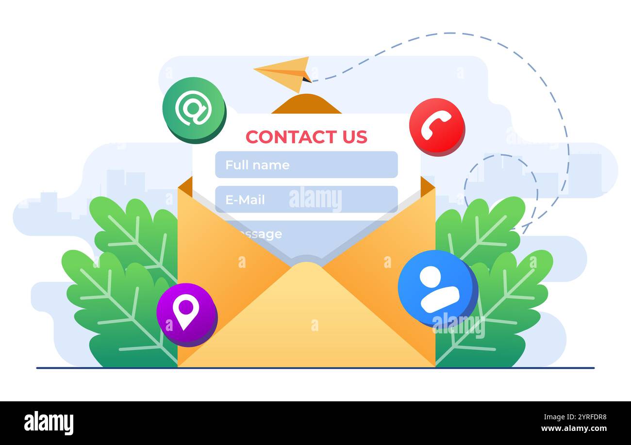 Contact us concept flat illustration vector template, Customer care ...