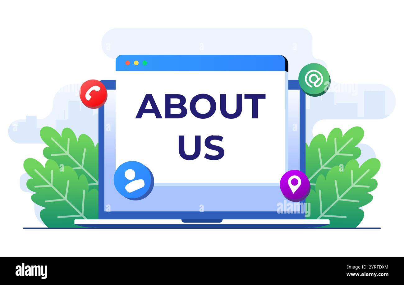 About us metaphor, Company information flat illustration vector ...