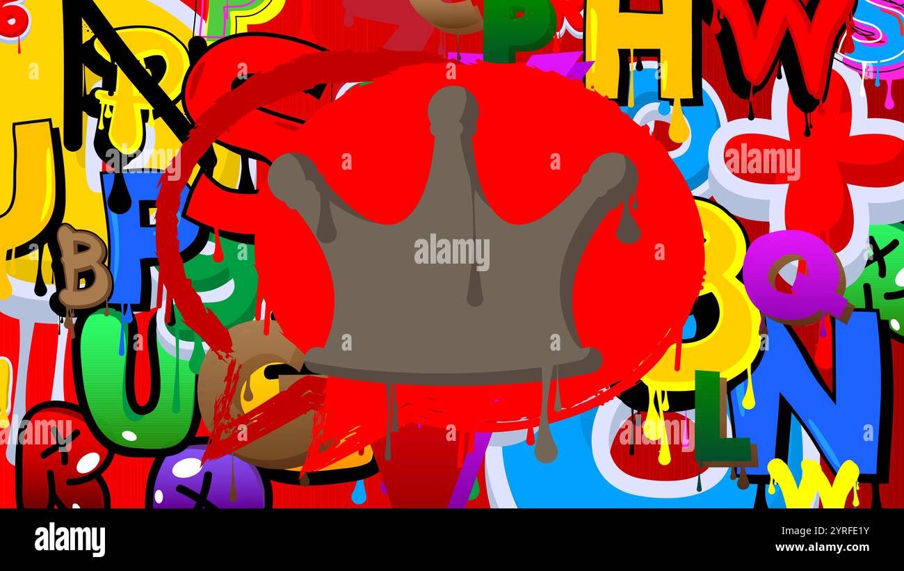 Crown graffiti. Abstract modern street art decoration performed in ...