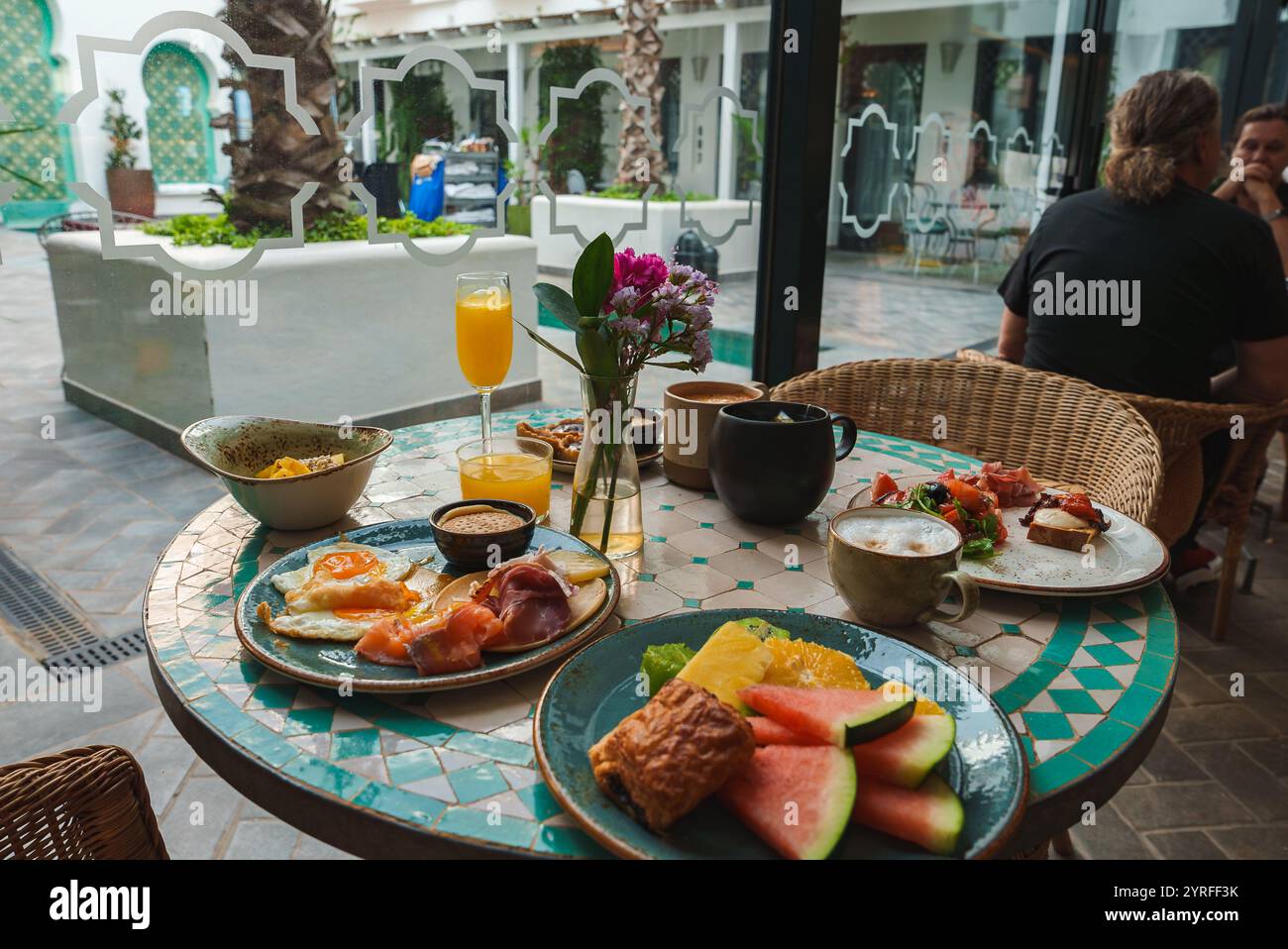 Luxurious Breakfast Setting in Marrakech Style Boutique Hotel Stock ...