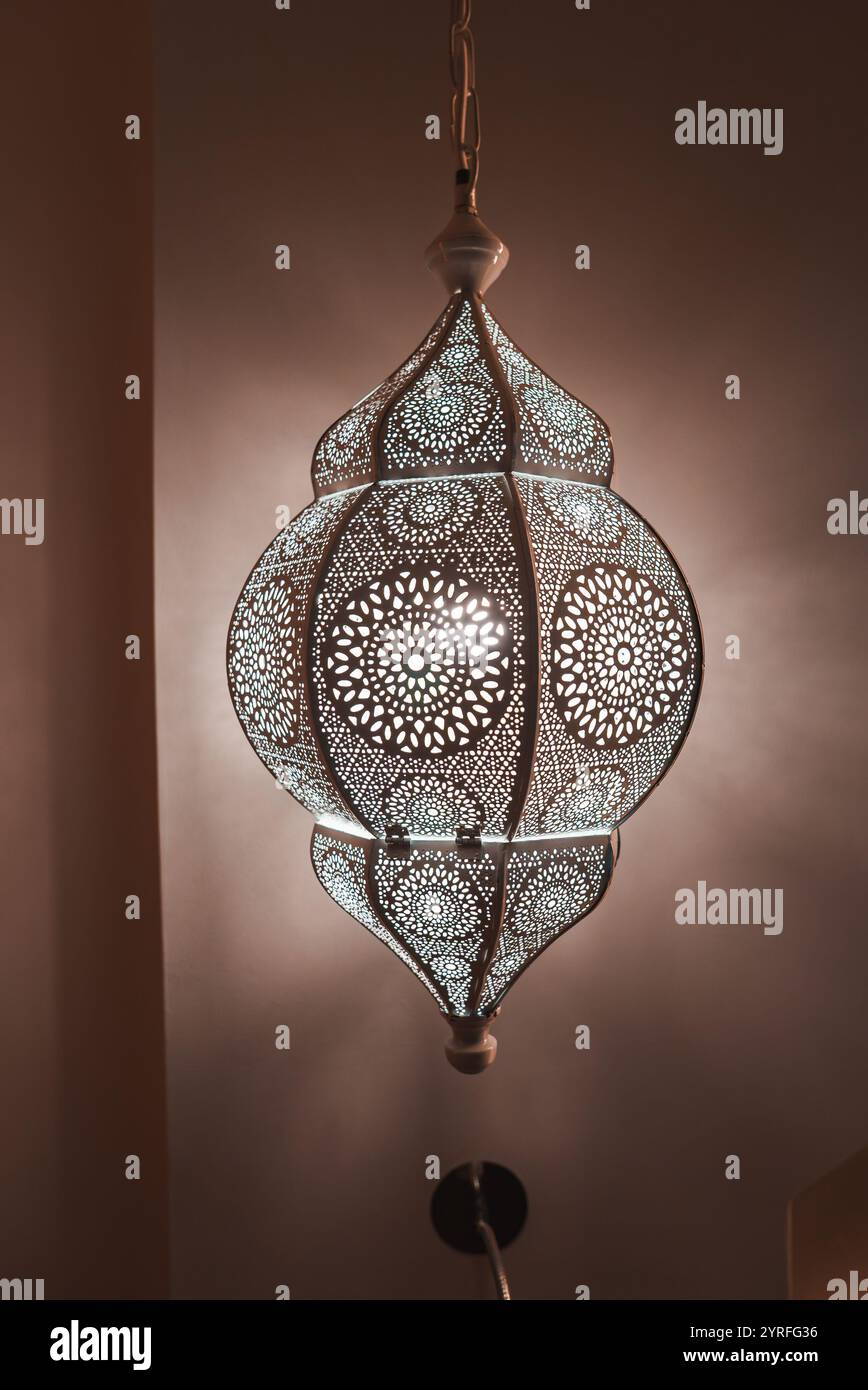 Moroccan Style Lantern with Geometric and Floral Patterns Stock Photo ...