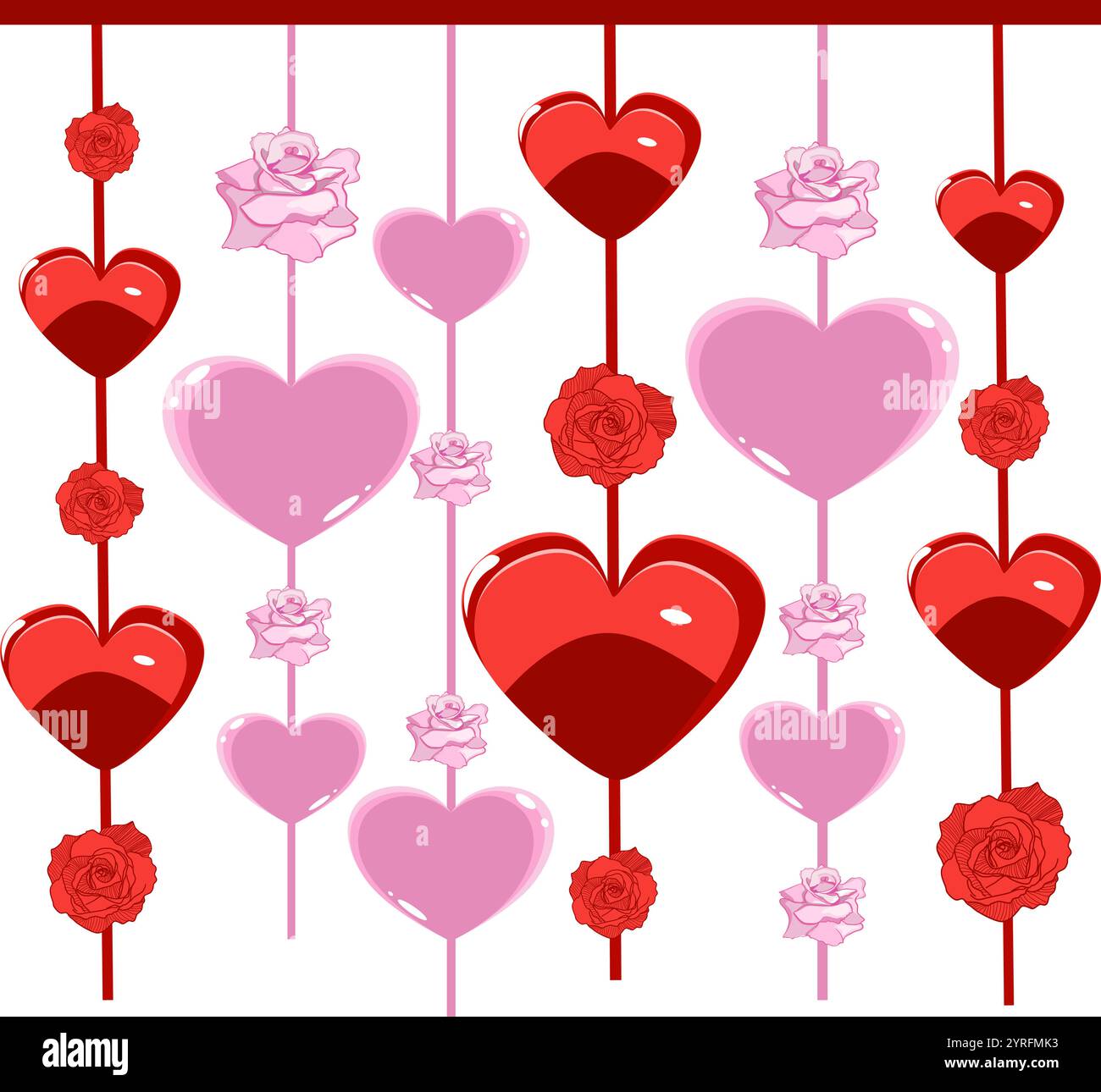 Valentines day background with hearts and roses. Vector illustration ...