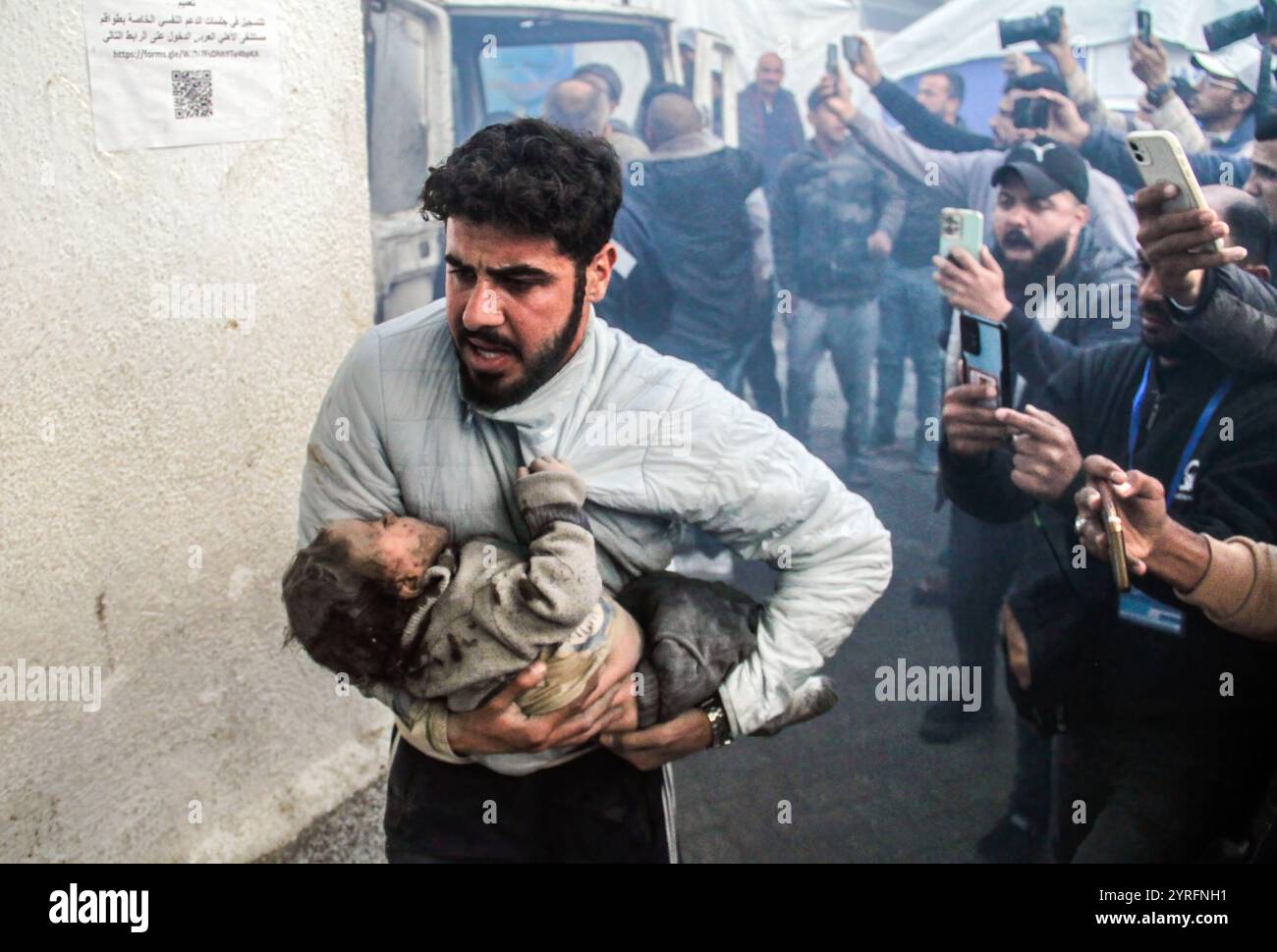 Gaza, Palestine. 03rd Dec, 2024. An Injured Palestinian is being ...