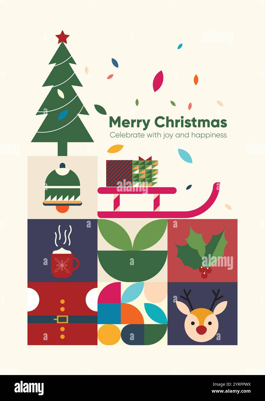 Minimalist Merry Christmas Wishes with Festive Icons Stock Vector Image ...