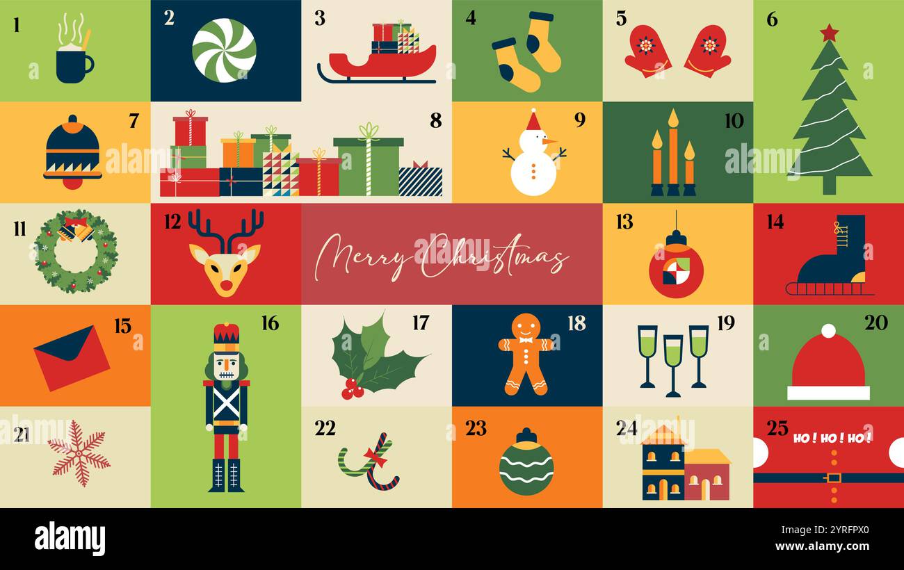 Advent banner calendar for Christmas celebration Stock Vector Image ...