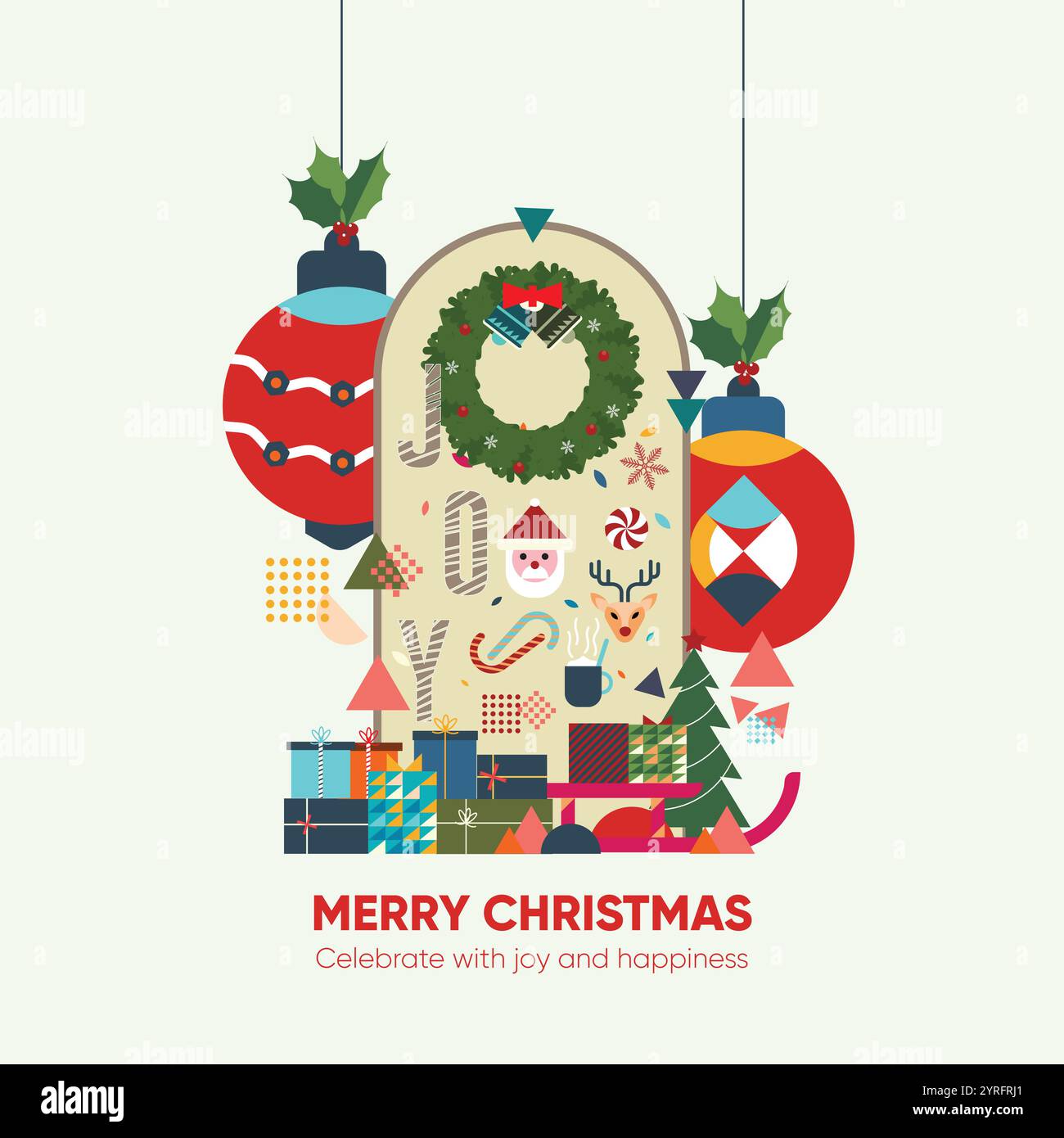 Christmas festive background in flat vector illustration Stock Vector ...