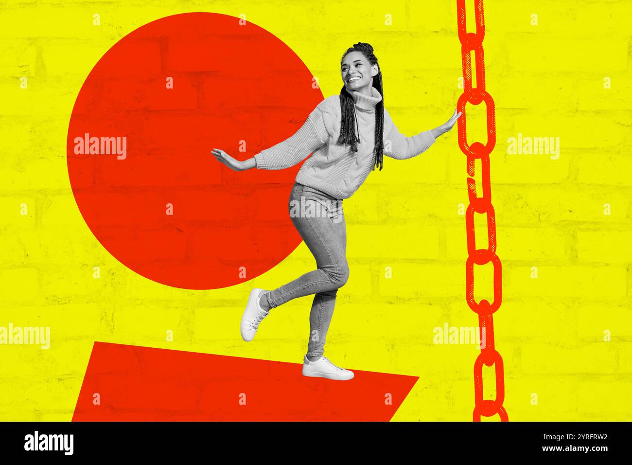 Composite sketch design artwork 3D photo collage of young lady smile ...