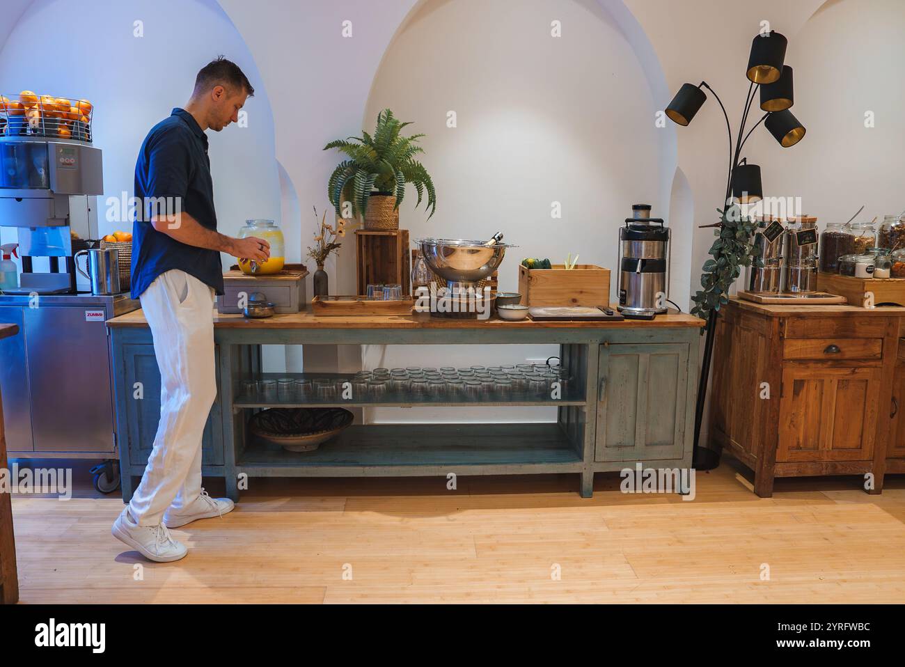 Interior of Marrakech Style Boutique Hotel with Refreshment Area Stock ...