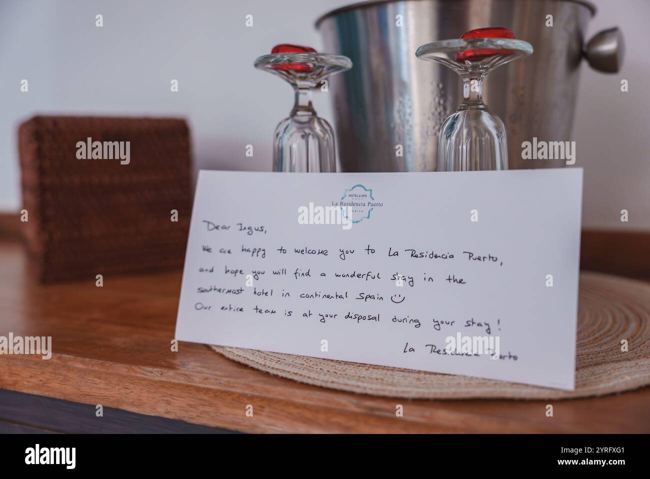 Welcome Note and Hospitality Setup at La Residencia Puerto in Spain ...