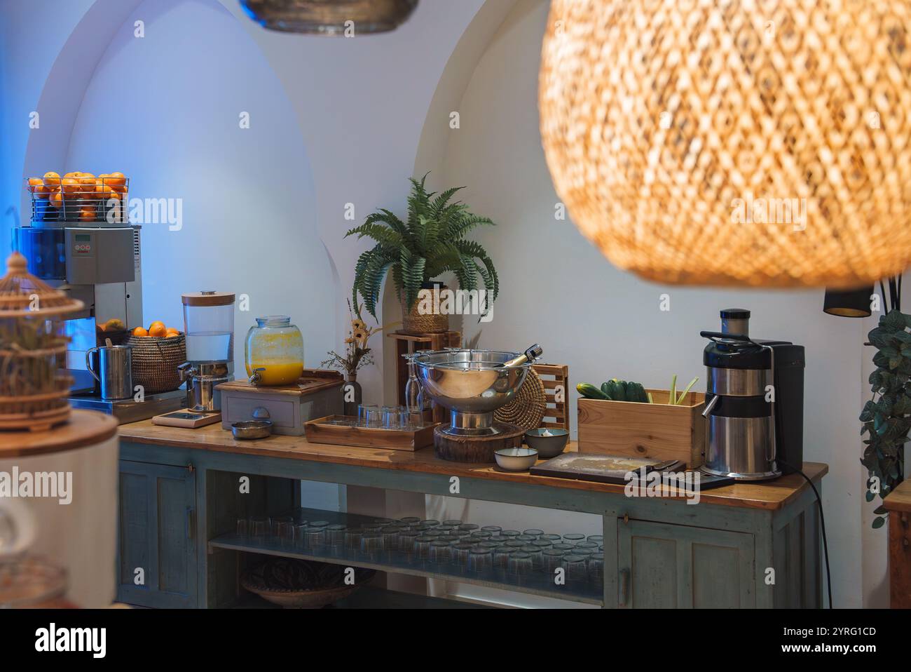 Marrakech Inspired Hotel Interior with Breakfast Buffet Display Stock ...