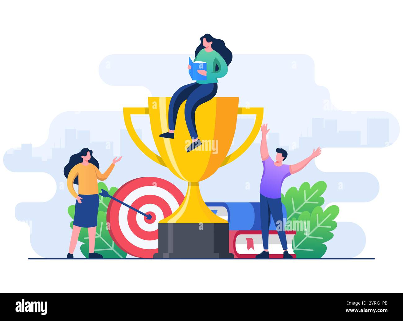 Books with trophy, Education and graduation, Academic and school ...