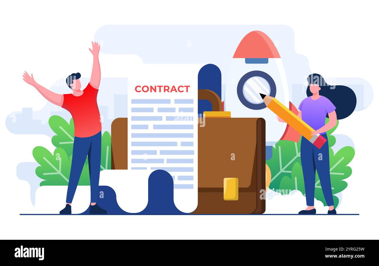 Signing contract cartoon hi-res stock photography and images - Alamy