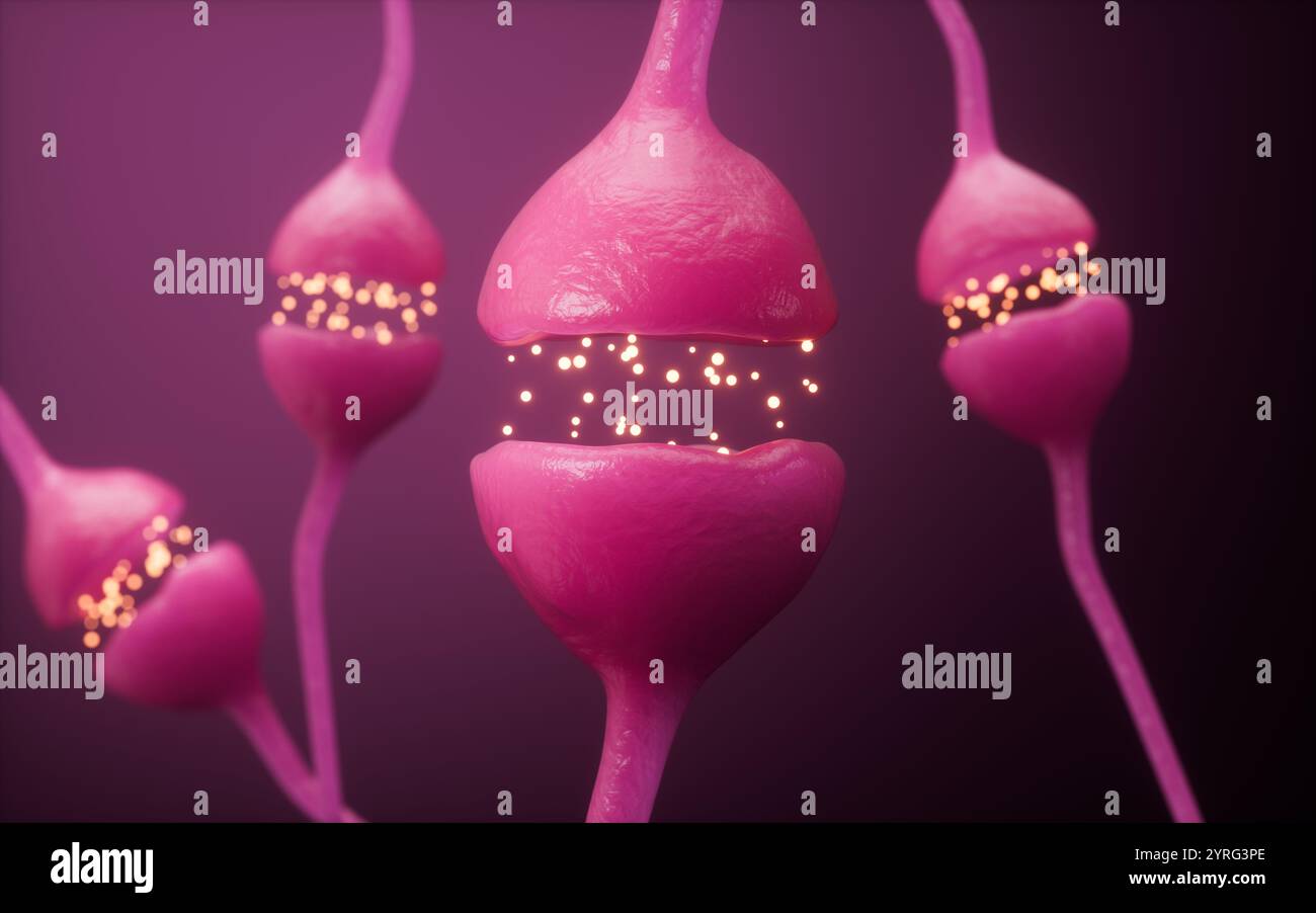 Neurons and synapses, nervous system concept, 3d rendering. 3d illustration Stock Photo - Alamy