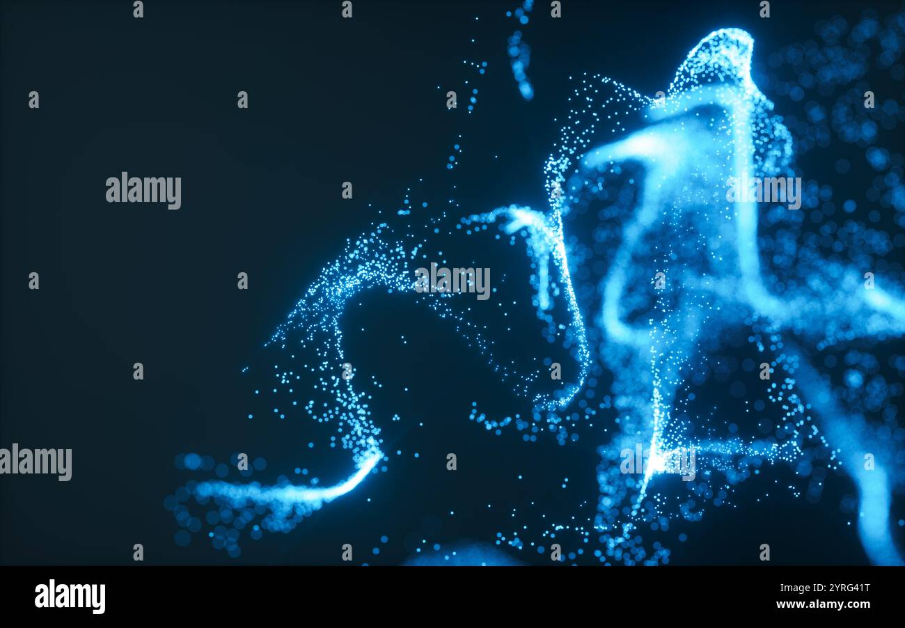 Blue abstract glowing particles, 3d rendering. 3d illustration Stock ...