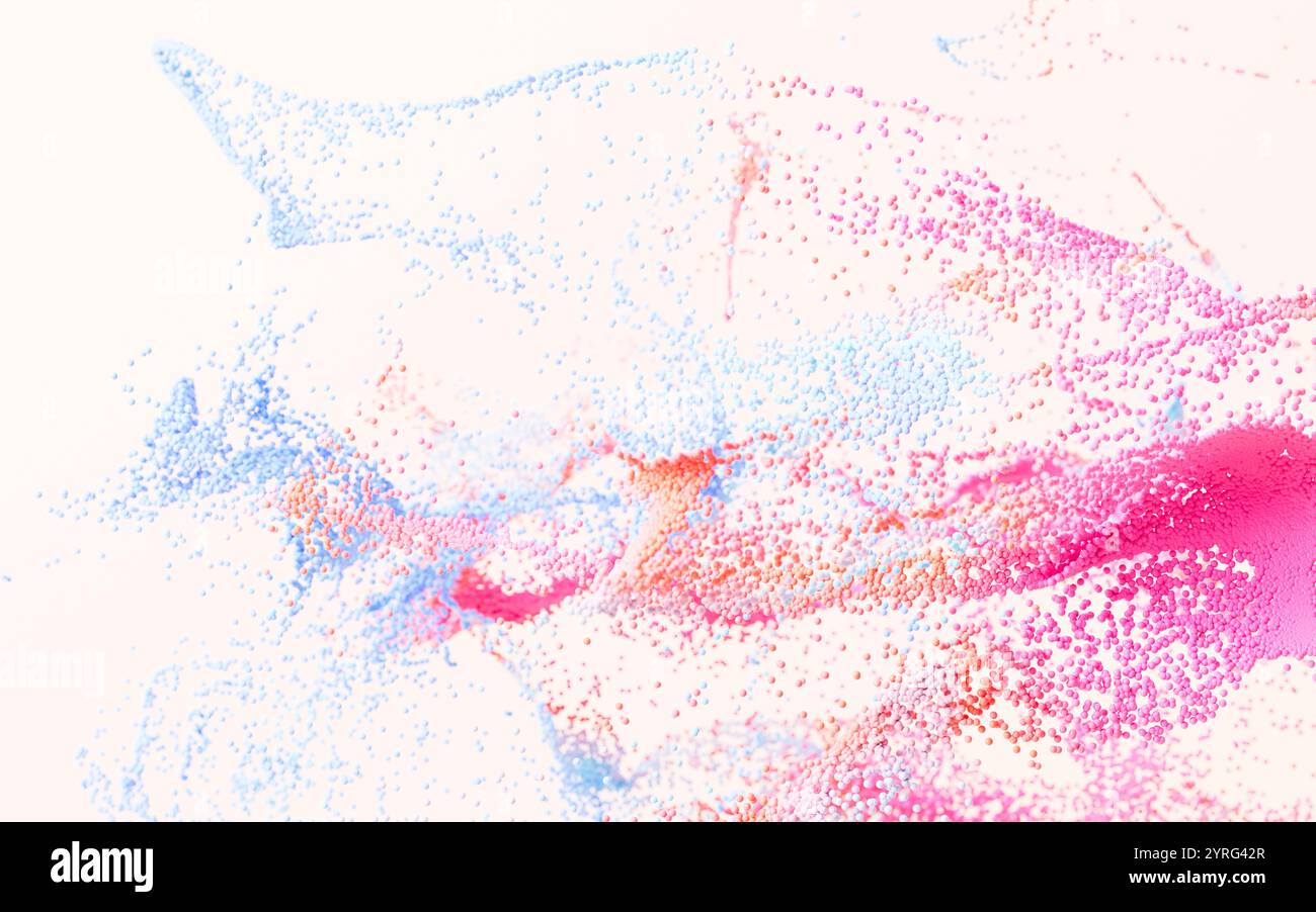 Abstract splashing particles, colorful particles, 3d rendering. 3d ...