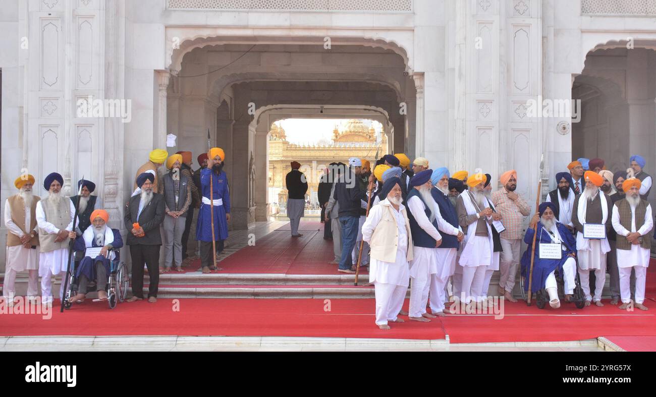 AMRITSAR, INDIA - DECEMBER 3: As per tankhah (religious punishment) awarded by Akal Takht, SAD ...
