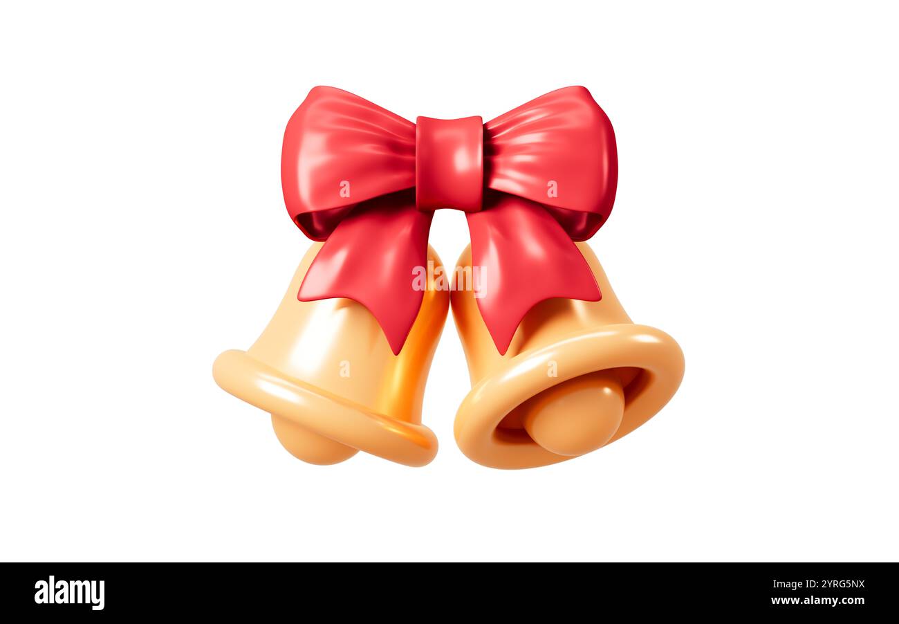 Cartoon gold bells, jingle bells, Christmas bells, 3d rendering. 3d ...