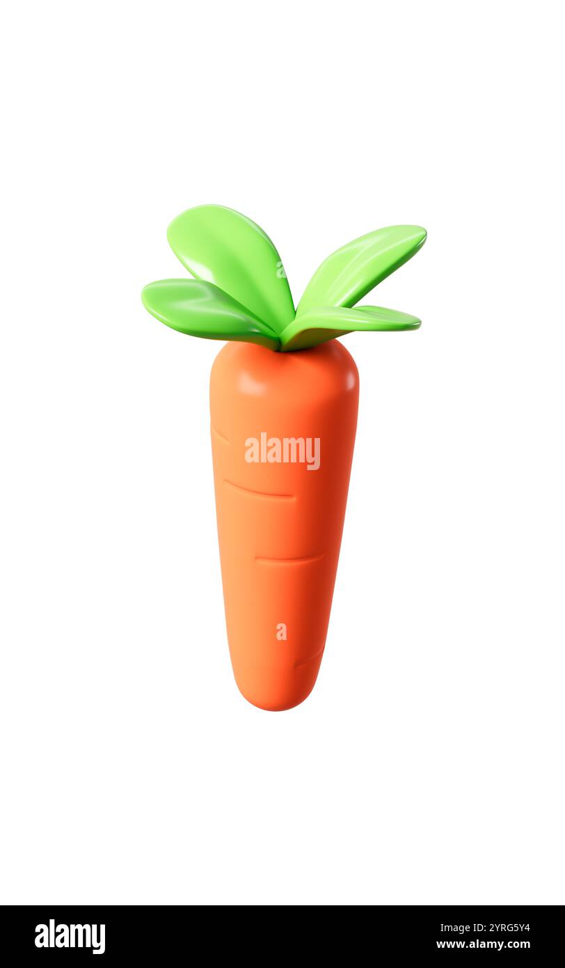 Cartoon whole orange carrot isolated, 3d rendering. 3d illustration ...