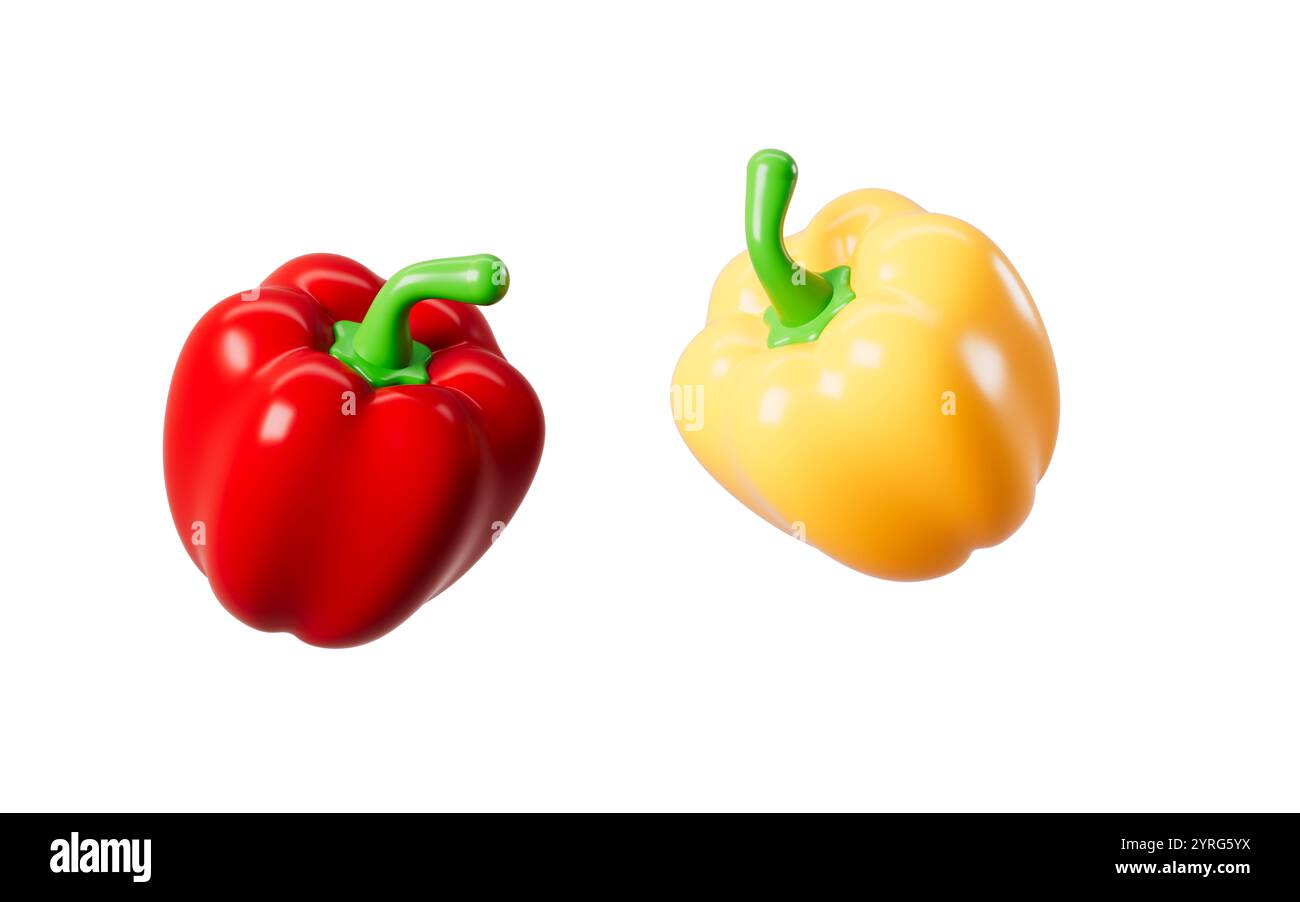 Cartoon sweet pepper, color pepper model, 3d rendering. 3d illustration ...